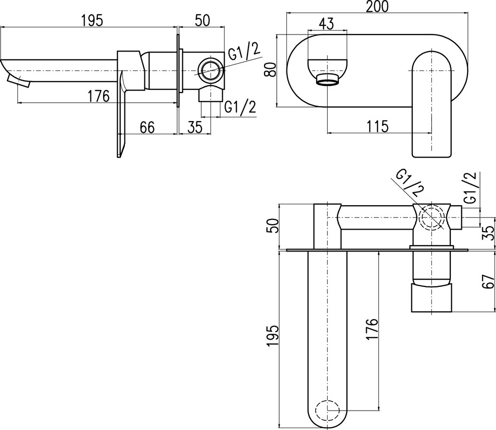 Slezák - RAV Umyvadlová baterie podomítková s tělesem NIL - , Zlatá kartáčovaná