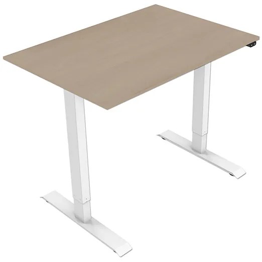 Elektricky výškově nastavitelný stůl POWERO — včetně desky, javor, bílá, 75×120 cm
