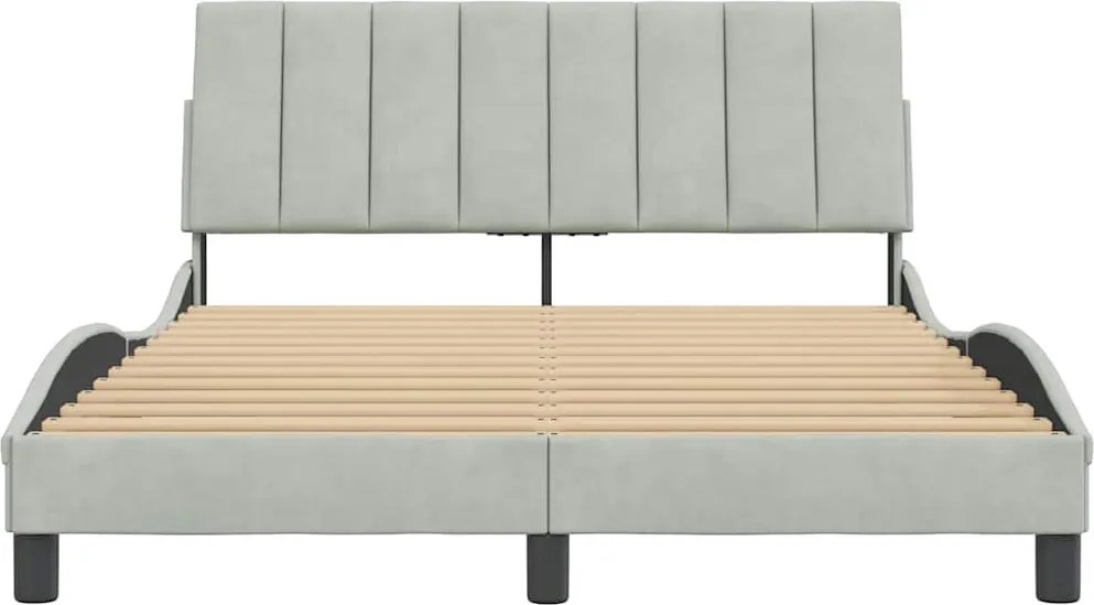 Rám postele bez matrace Hanko světle šedý 140 x 190 cm samet 3207843