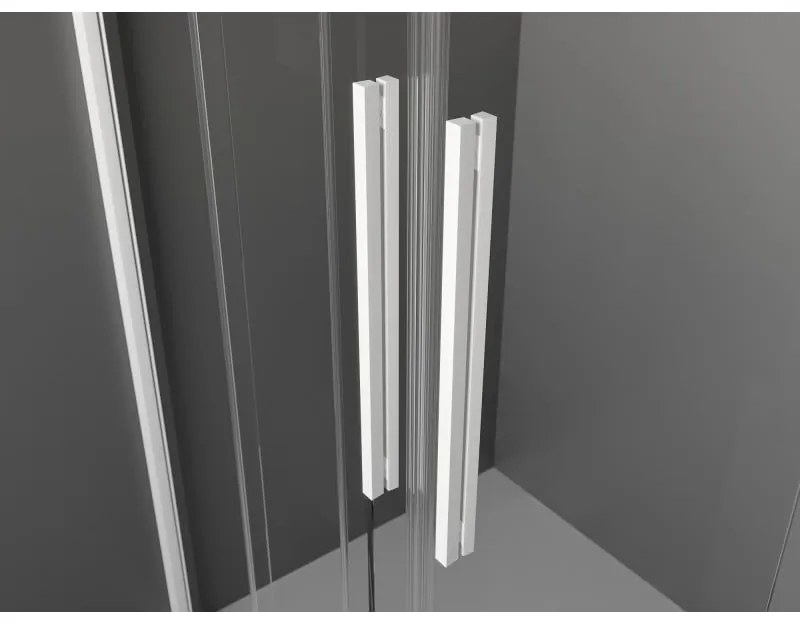 Mexen Velar L Duo, sprchový kout s posuvnými dveřmi 100 x 90 cm, 8mm čiré sklo, bílá matná, 871-100-090-02-03-20