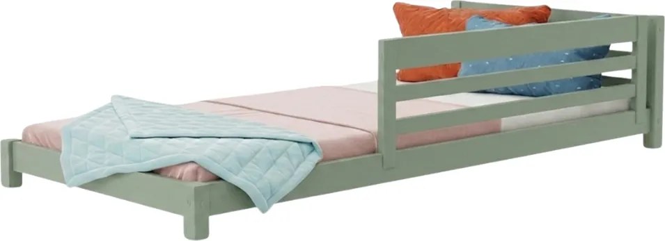 Benlemi Nízká dětská jednolůžková postel TULY s čelem Zvolte barvu: Světle šedá, Zvolte rozměr: 90x180 cm, Zvolte zábranu: S přední zábranou