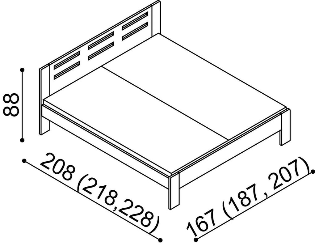 Jelínek DALILA Rozměr: 160x200 cm, Materiál: Dub, Moření: Přírodní
