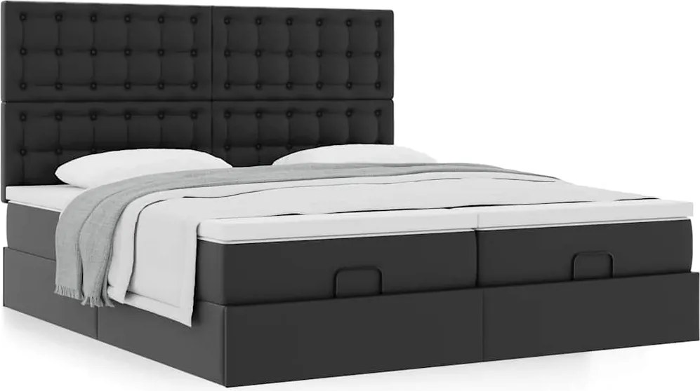 Osmanský rám postele s matrací černá 200x200cm umělá kůže 3313659