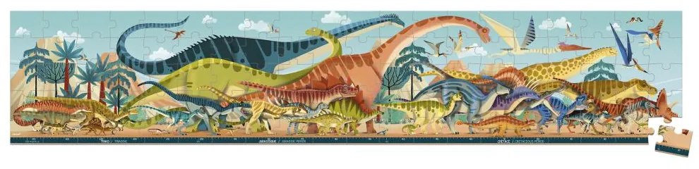 Janod Panoramatické puzzle v kufříku Dinosauři 100 ks