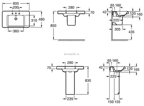 BPS-koupelny Keramické nábytkové umyvadlo Roca Khroma 600 7327652000 - Poškozeno