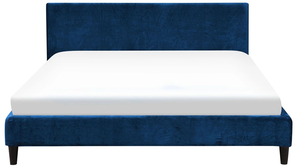 Čalouněná postel v tmavomodrém sametu 160 x 200 cm FITOU Beliani