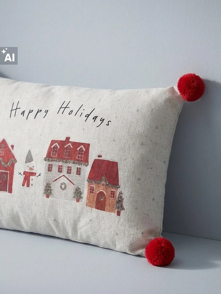Sinsay - Vánoční polštář s nápisem „Happy Holidays“ - vícebarevná