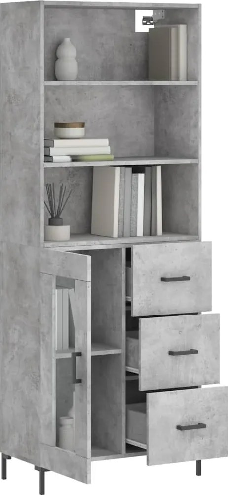 Skříň highboard betonově šedá 69,5x34x180 cm kompozitní dřevo 3189513