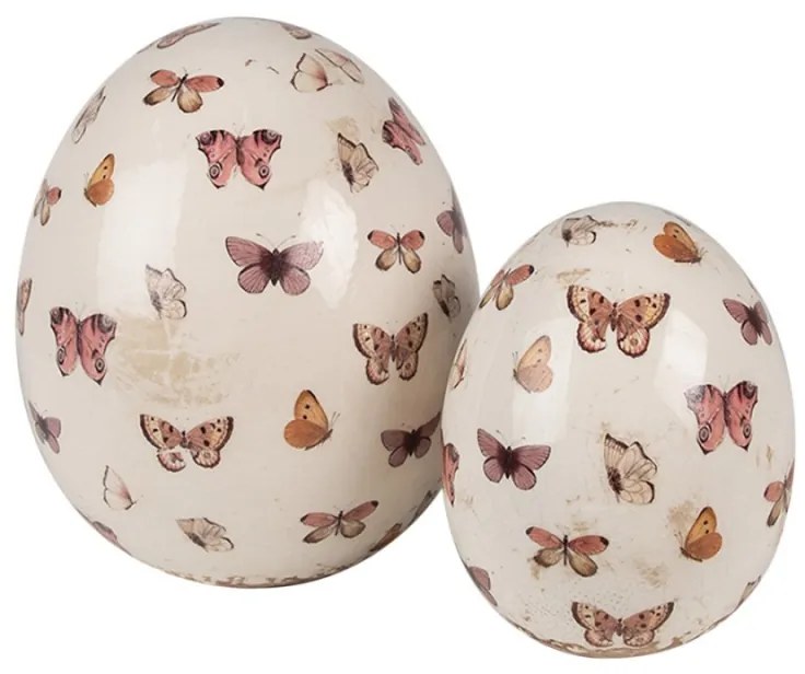 Dekorace keramické vajíčko s motýlky Butterfly Paradise M – 10x12 cm