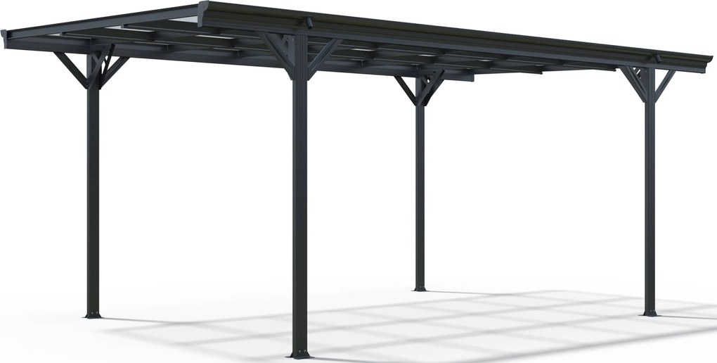 Přístřešek na auto BestBerg BBCP-CH500 / 15,3 m² / 503 x 305 x 232 cm / antracit/šedá