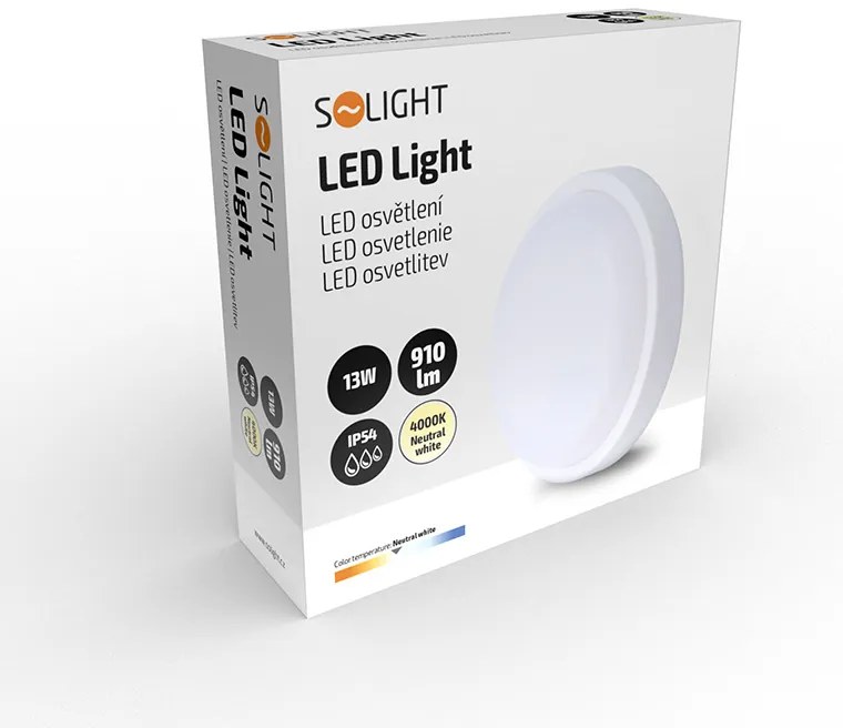 Solight LED venkovní osvětlení kulaté, 13W, 910lm, 4000K, IP54, 17cm