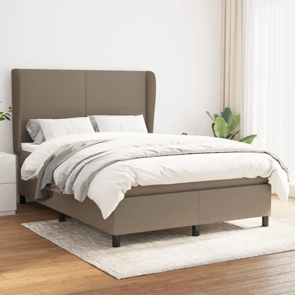 Box spring postel s matrací taupe 140x190 cm textil 3127801