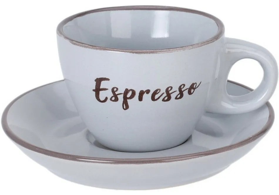 Kameninový šálek s podšálkem Espresso, 100 ml, světle šedá