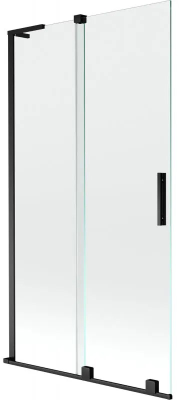 Mexen Velar L, 2-křídlová posuvná vanová zástěna 100 x 150 cm, 8mm čiré sklo, černá matná, 896-100-003-01-70