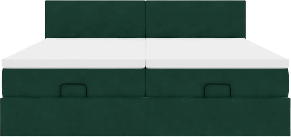 Osmanský rám postele s matrací tmavě zelená 200x200cm samet 3312065