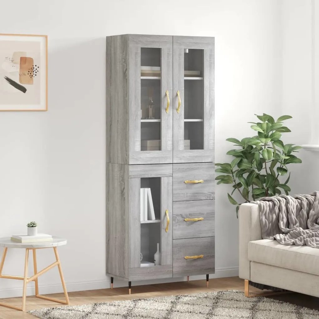 vidaXL Skříň highboard 69,5 x 34 x 180 cm kompozitní dřevo [3198579] Barva: bílá s vysokým leskem