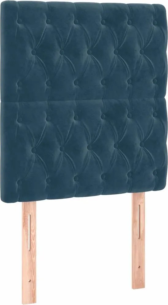Box spring postel s matrací a LED tmavě modrá 90x200 cm samet 3136285