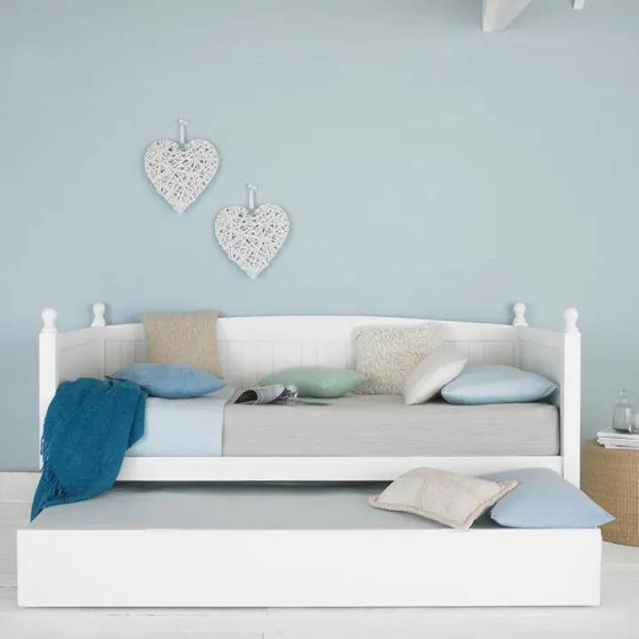 Bílá postel s přistýlkou GLAMIS 90 x 200 cm