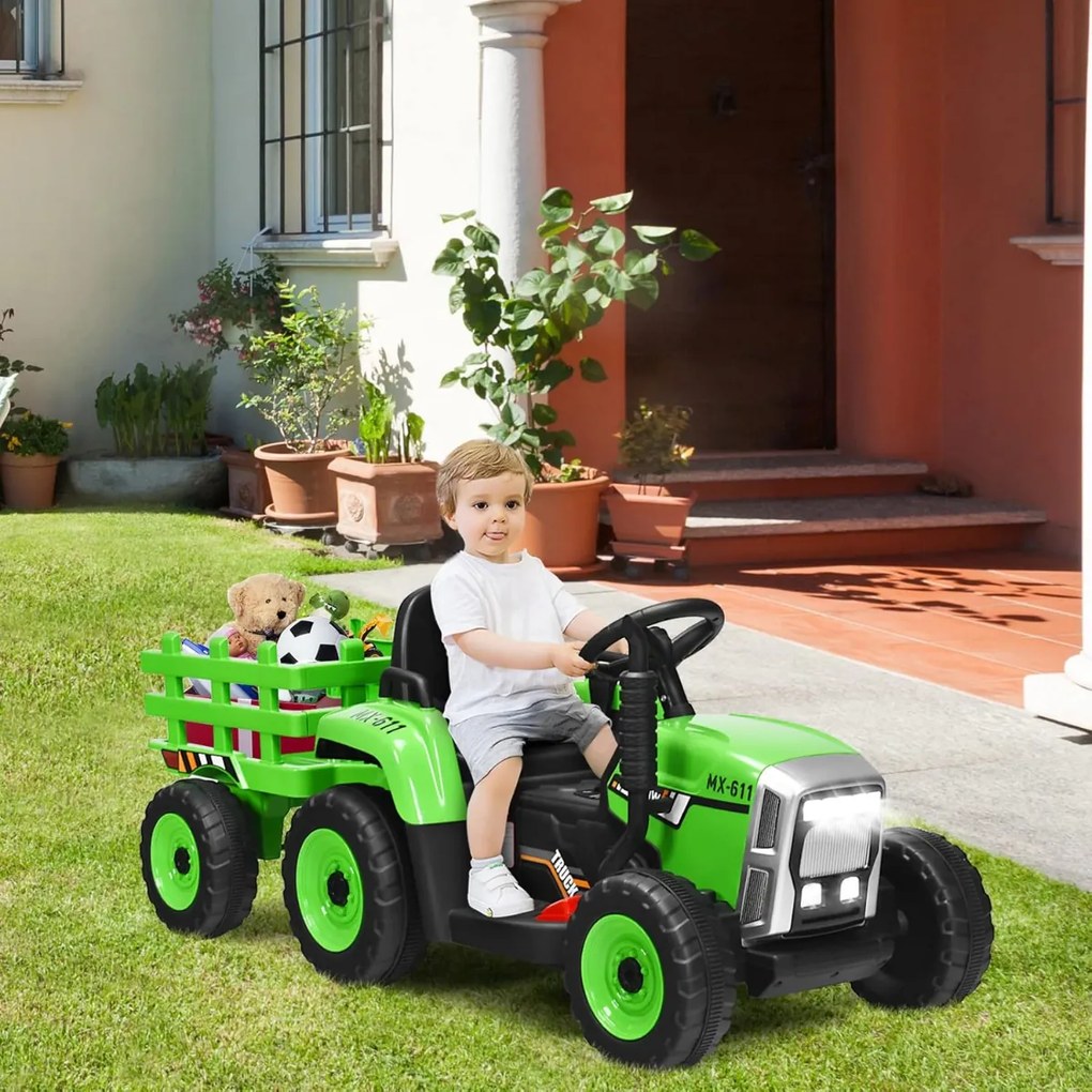 Costway 3-rychlostní dětský traktor 12 V pojízdný traktor s odnímatelným