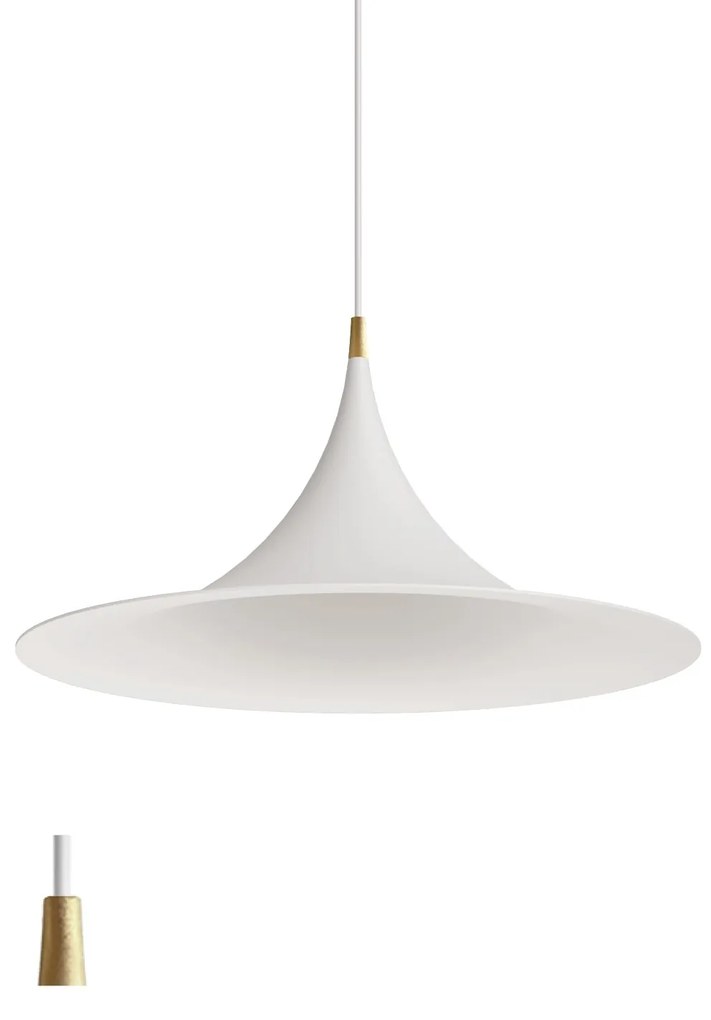 Linea Light Morgana, bílé závěsné svítidlo se zlatým prvkem, 1x22W E27, průměr 47,8cm