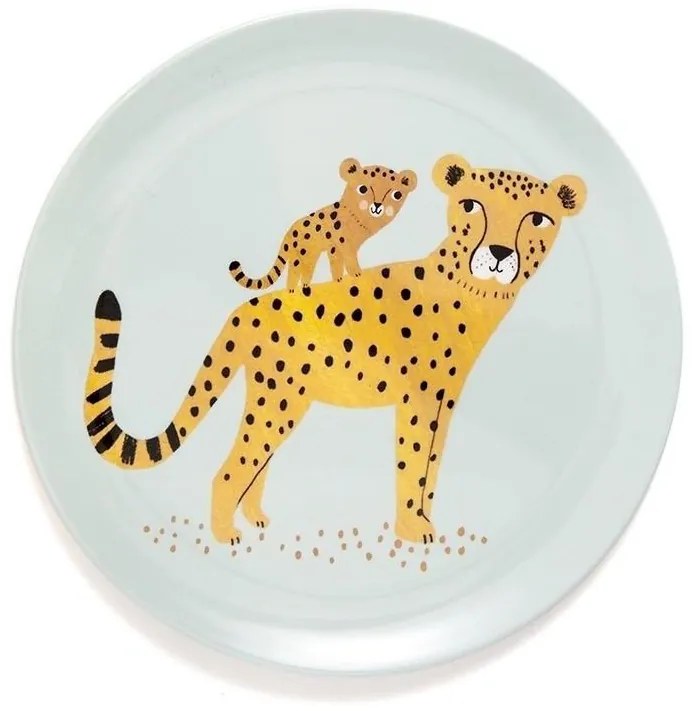PETIT MONKEY Dětský melaminový talíř Leopard Aqua 20,3 cm, multi barva, melamin
