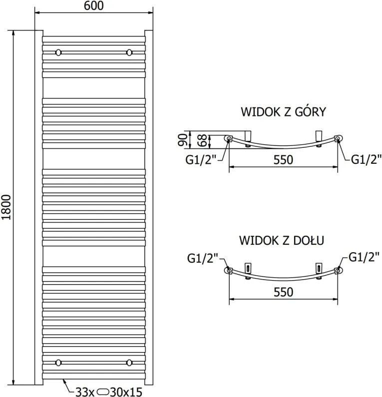 Mexen Helios elektrický radiátor 1800 x 600 mm, 900 W, černý - W103-1800-600-2900-70
