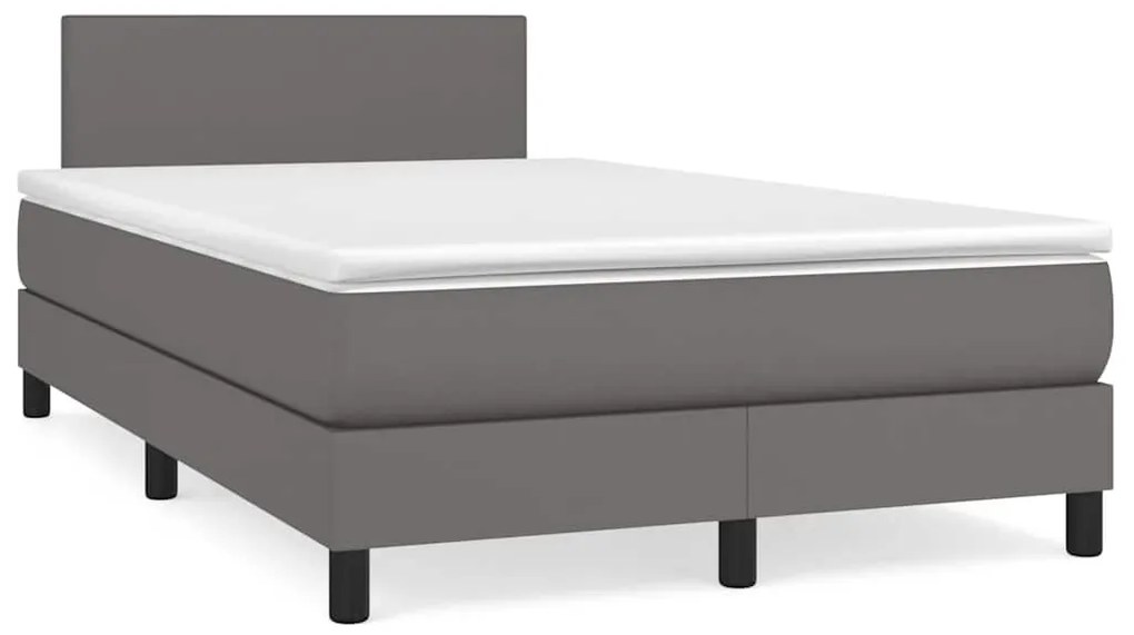 Box spring postel s matrací a LED šedá 120 x 190 cm umělá kůže 3270127