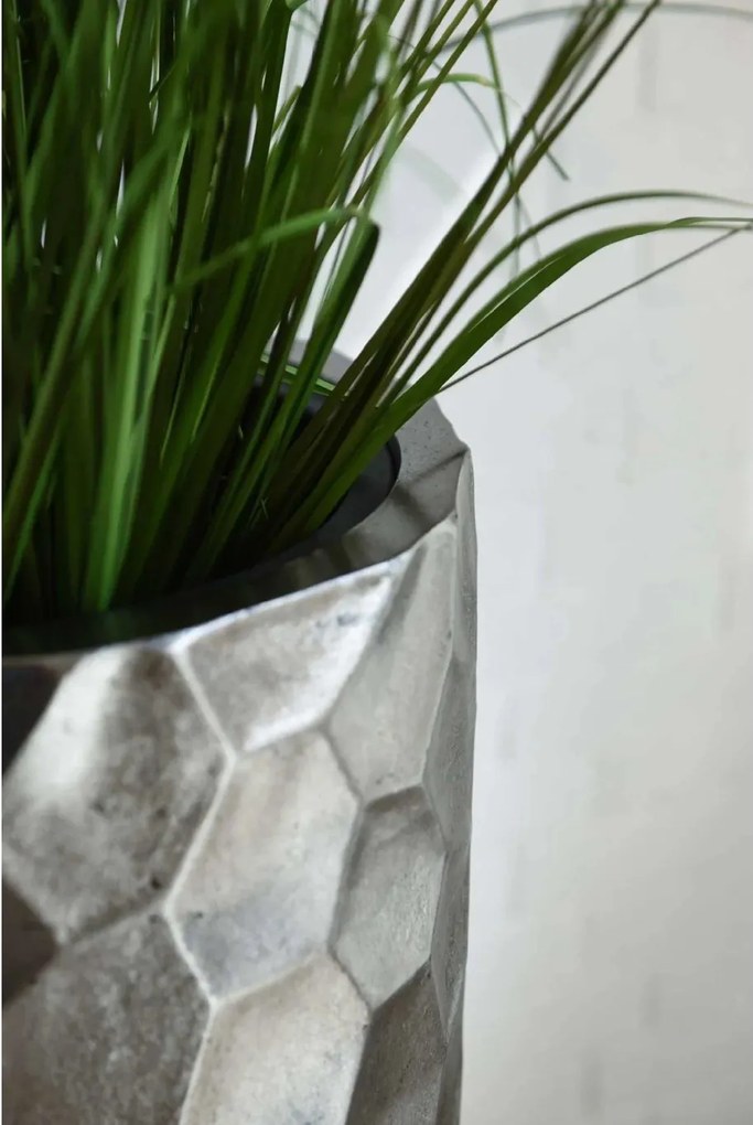 Luxusní květináč AMOLAR, sklolaminát, horní průměr 41 cm x výška 95 cm, stříbrný