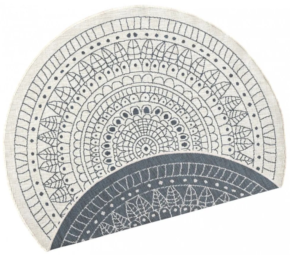 Hans Home | Kusový koberec Twin-Wendeteppiche 103143 creme graun, šedá - 140x140 (průměr) kruh