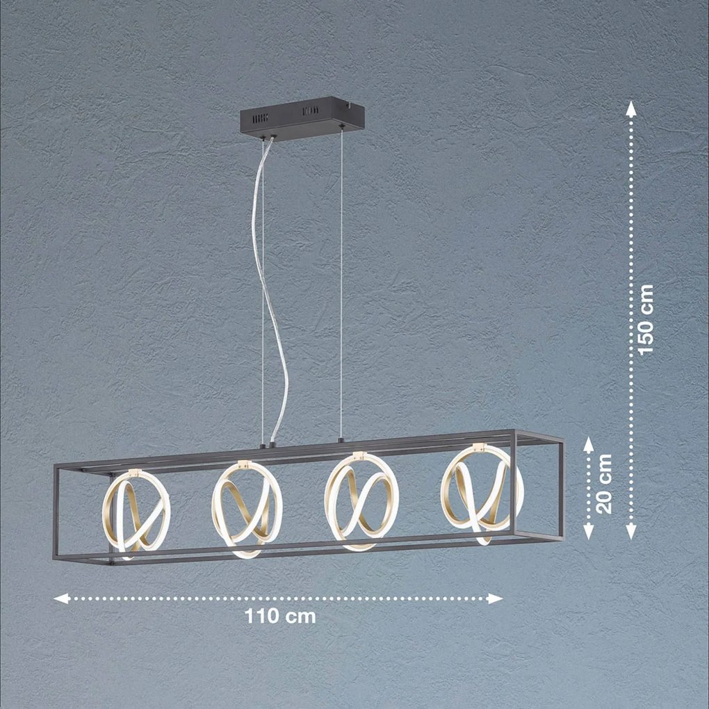 LED závěsné světlo Gisi, CCT stmívatelné, 4 zdroje