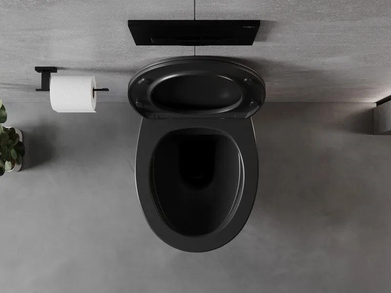 Mexen Egg WC mísa Rimless s pomalu klesající deskou slim, duroplast, černá mat - 30245070