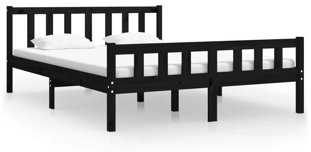 810663 vidaXL Rám postele černý masivní dřevo 140 x 190 cm