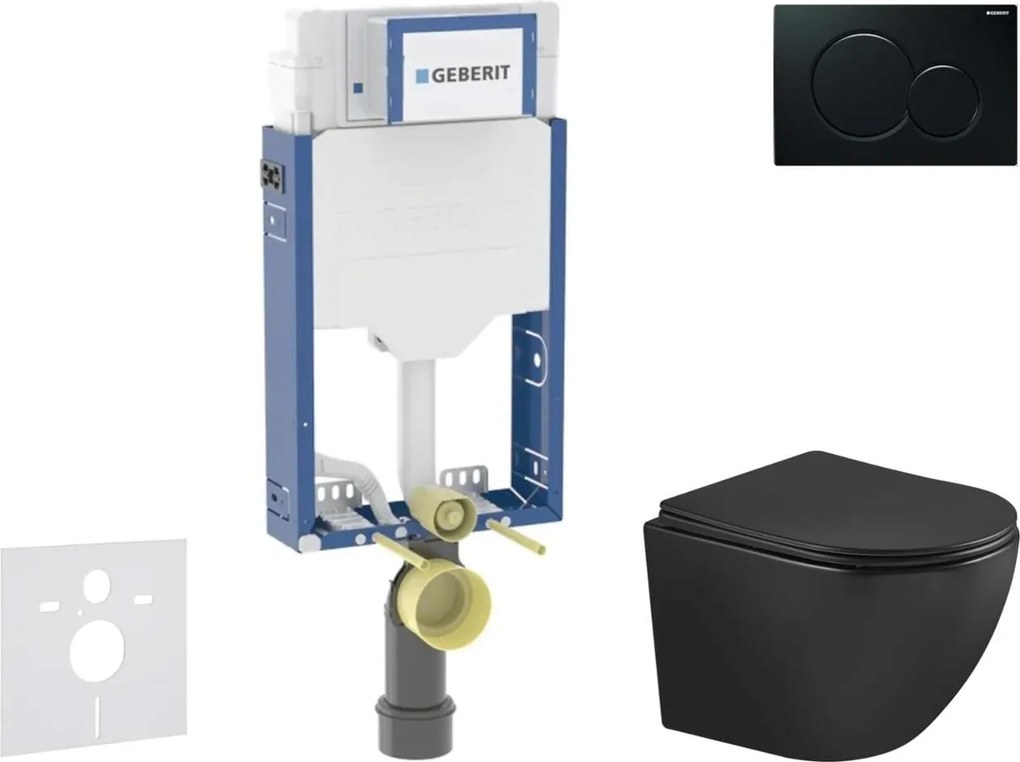 Geberit Kombifix - Set předstěnové instalace, klozetu Oudee a sedátka softclose, tlačítko Sigma01, černá SANI15CA5504