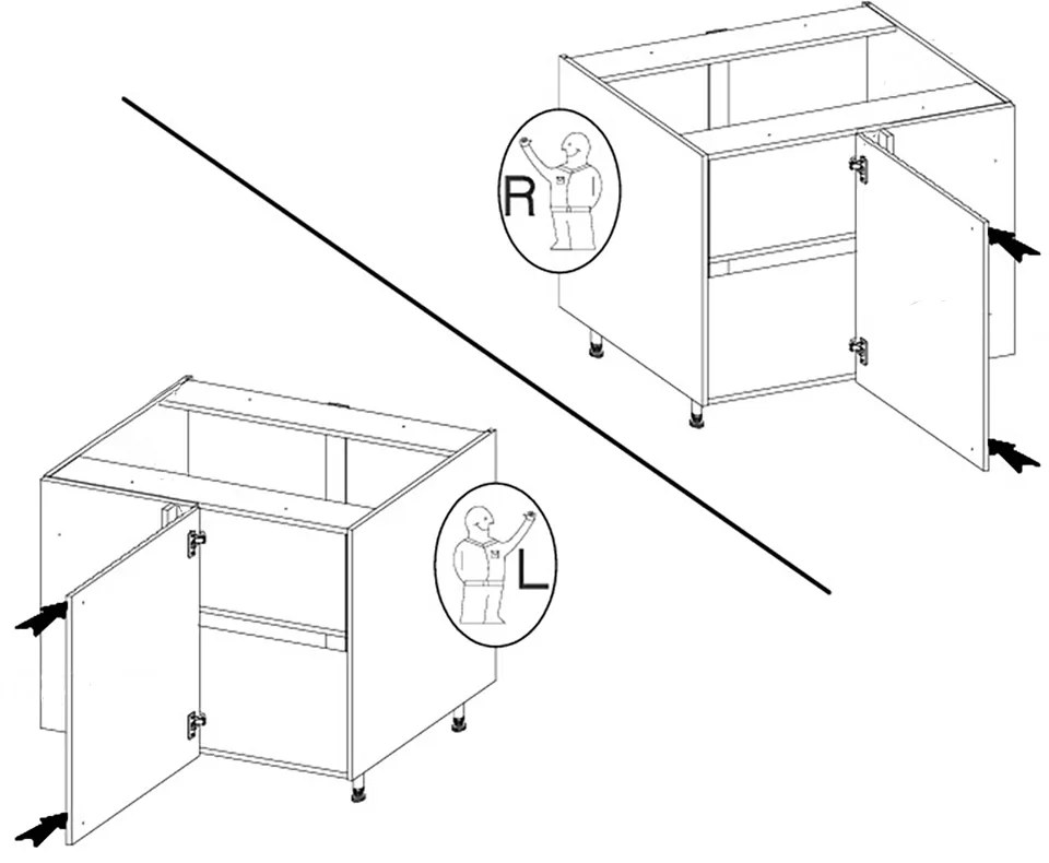 AVARANT sa | dolní skříňka 105 ND 1F rohová s policí | 105x60cm | 3D povrch | šedá/artisan