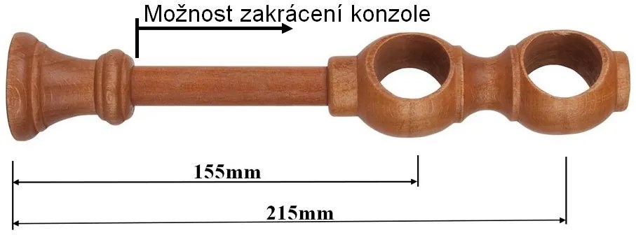 GARNÝŽE-HEBR Garnýž dřevěná mahagon dvojitá 200 cm