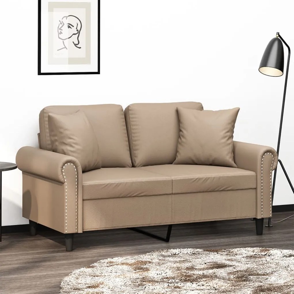2místná pohovka s polštáři cappuccino 120 cm umělá kůže 3200929
