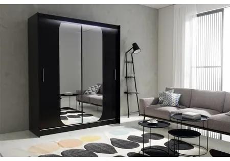 Kvalitní šatní skříň KOLA 11 černá šířka 180 cm Včetně LED osvětlení