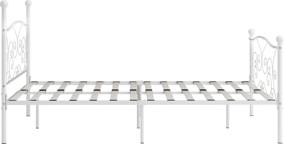 Rám postele s laťkovým roštem bílý kov 180 x 200 cm 284452