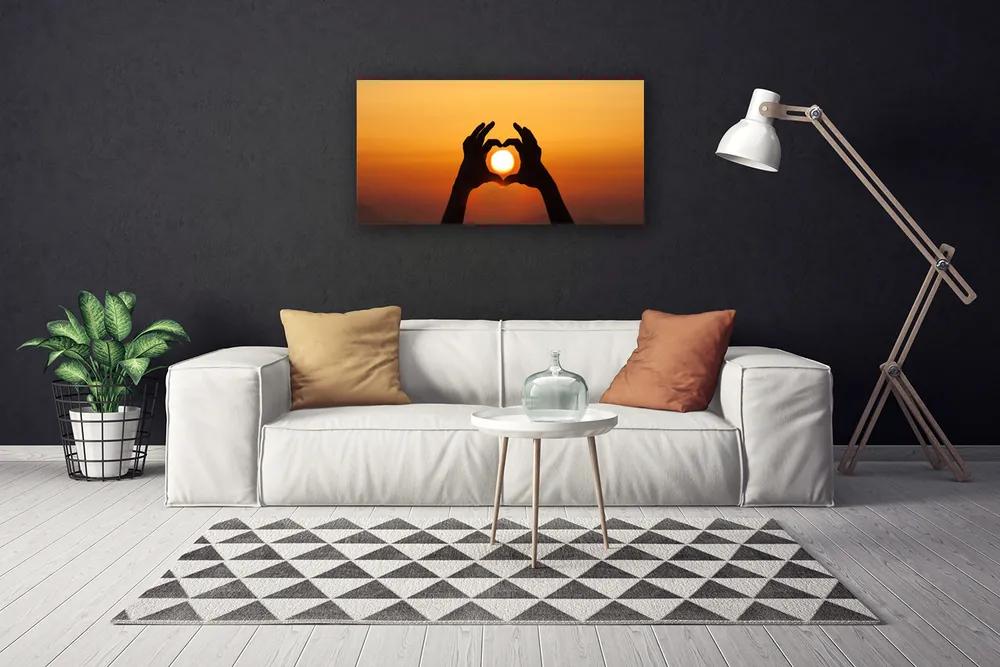 Obraz na plátně Ruce Srdce Slunce Láska 120x60 cm