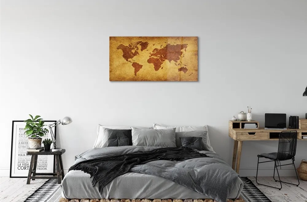 Obraz na skle Starý hnědý mapa 140x70 cm