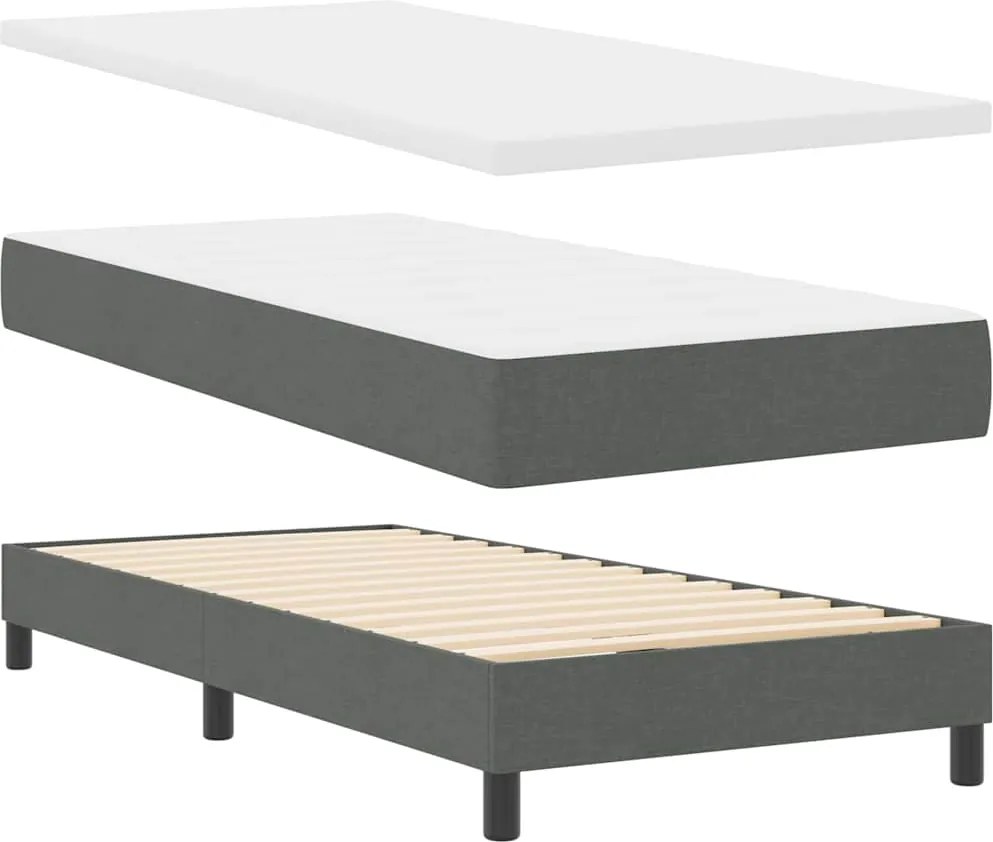 Postel s boxspringem s čelo Tmavě šedá 200 x 140 cm textil 3341105