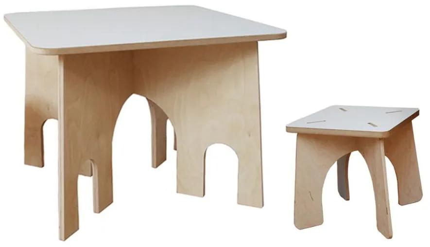 Myminihome Dětský stůl RONDO + stolička bez opěrátka Zvolte barvu: Mátová, Zvolte variantu: Se dvěma židlemi