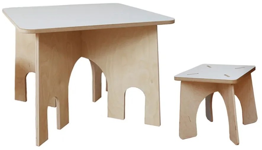 Myminihome Dětský stůl RONDO + stolička bez opěrátka Zvolte barvu: Modrá, Zvolte variantu: S jednou židlí
