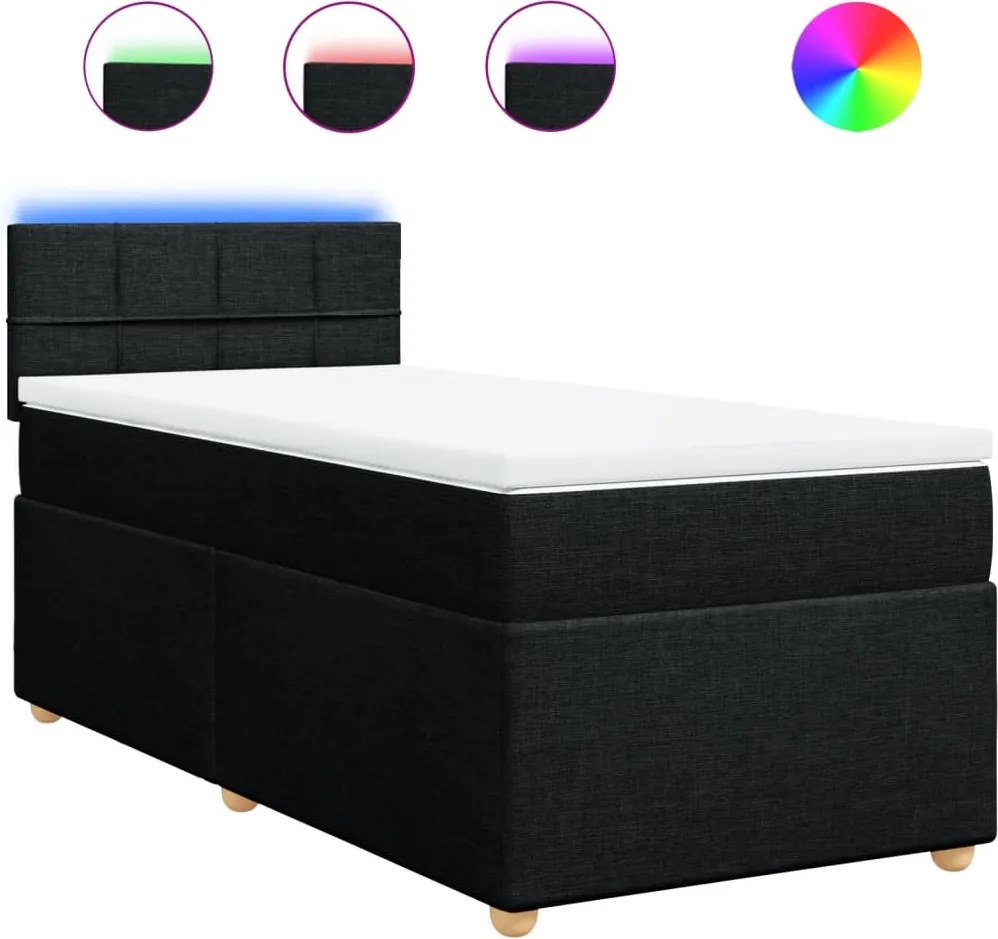 Box spring postel s matrací černá 90x200 cm textil 3288865