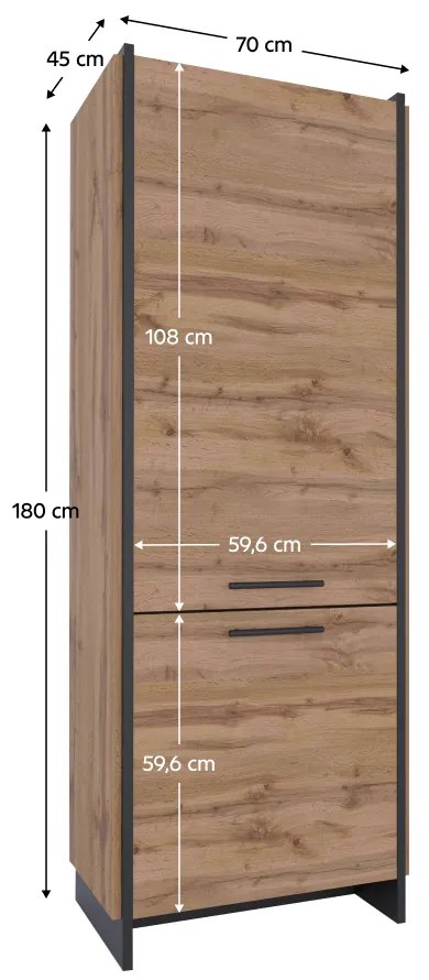 Kondela Regál, dub wotan/černá, AMONI 2D