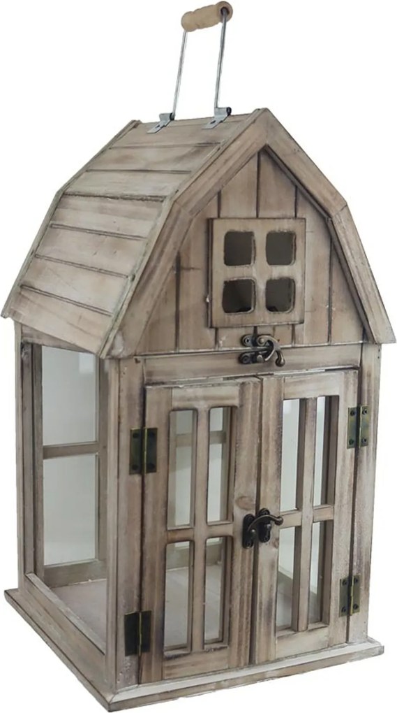 Dřevěná lucerna domeček Morex D7075/B, 44 cm
