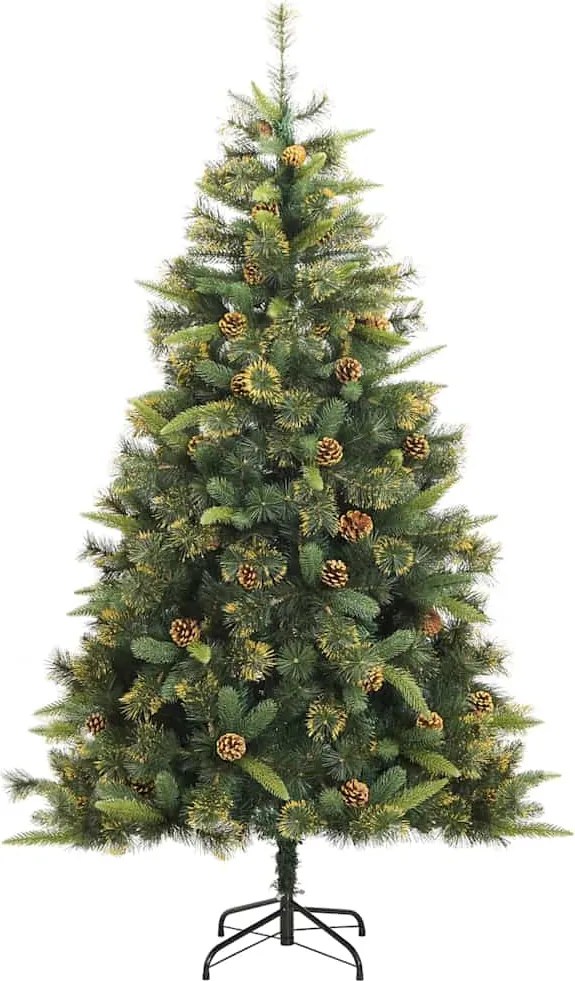 Umělý sklopný vánoční stromeček s kužely Zelená 180 cm 3395092