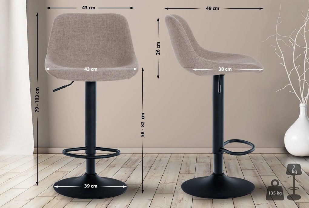 Barová židle Loft látka – taupe