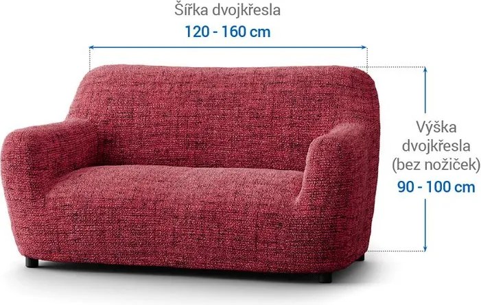 Bielastické potahy VITTORIA bordó dvojkřeslo (š. 120 - 160 cm)