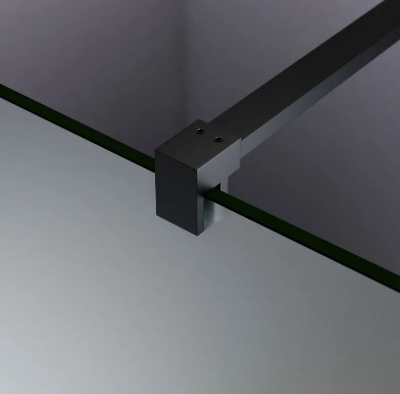 Erga Paris, sprchová zástěna Walk-In 80x200 cm, 8mm sklo námraza, černý profil, ERG-V02-PARIS-080x200-FR-BK